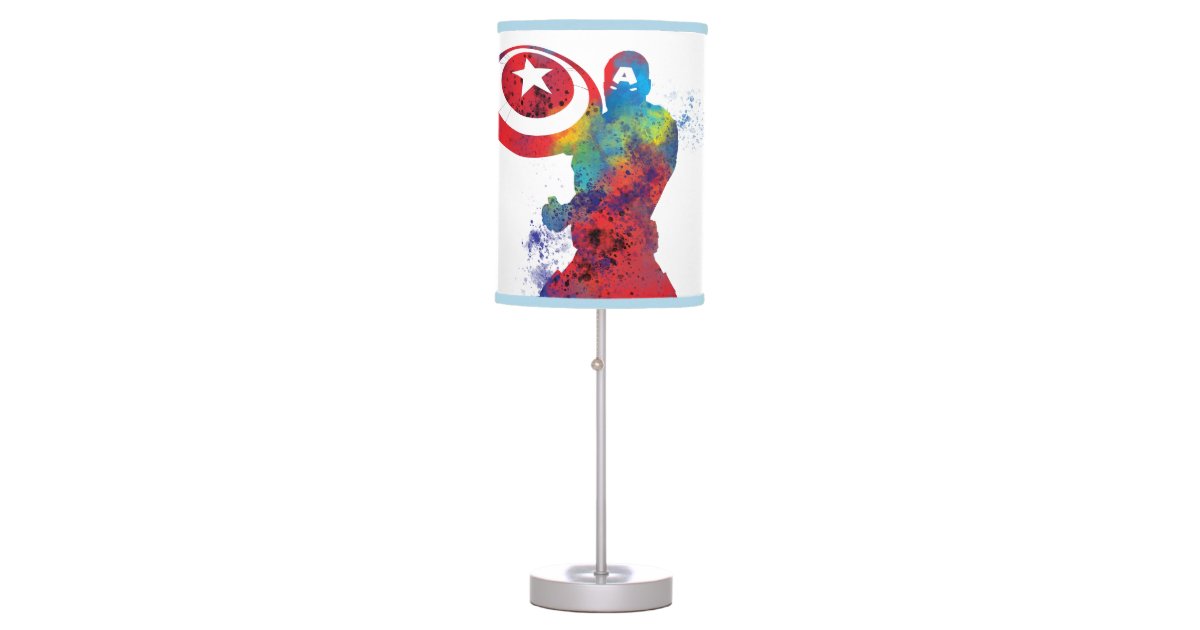 Captain America Outline Watercolor Splatter Table Lamp | Zazzle