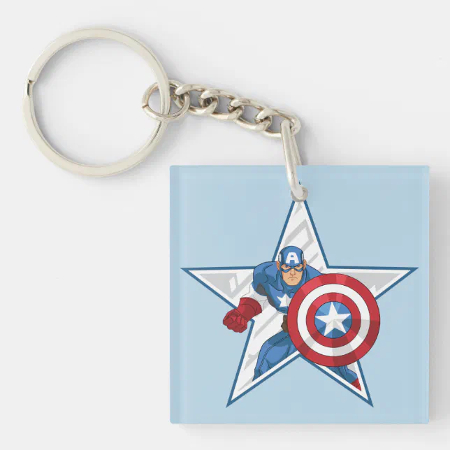 Captain America Star Graphic Keychain | Zazzle