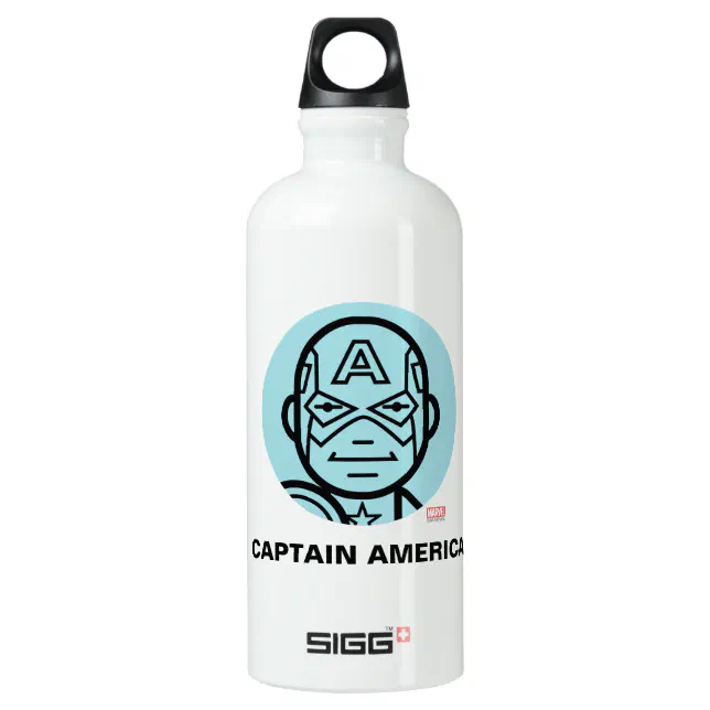 Captain America Stylized Line Art Icon Water Bottle | Zazzle