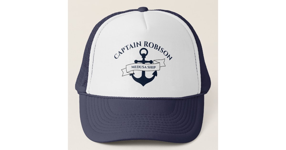 Captain and ship name trucker hat | Zazzle