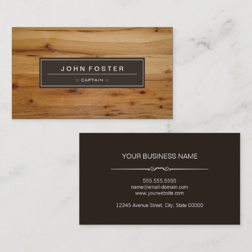 Captain - Border Wood Grain Business Card | Zazzle