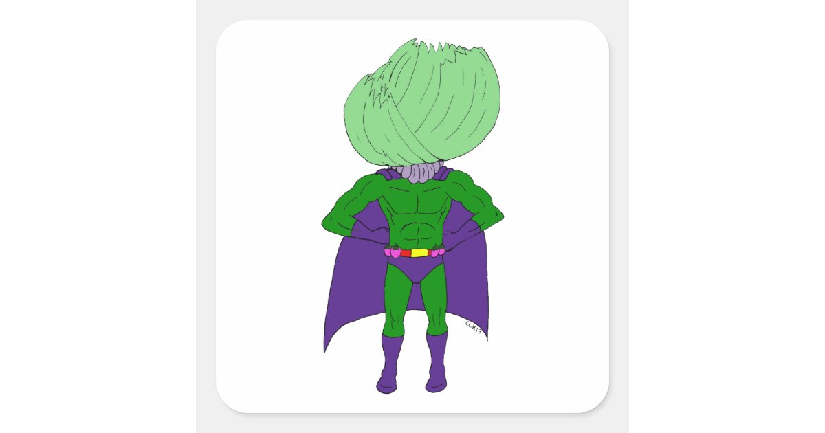 Captain Cabbage Square Sticker | Zazzle