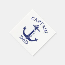 Captain Dad Nautical Anchor Napkins | Zazzle