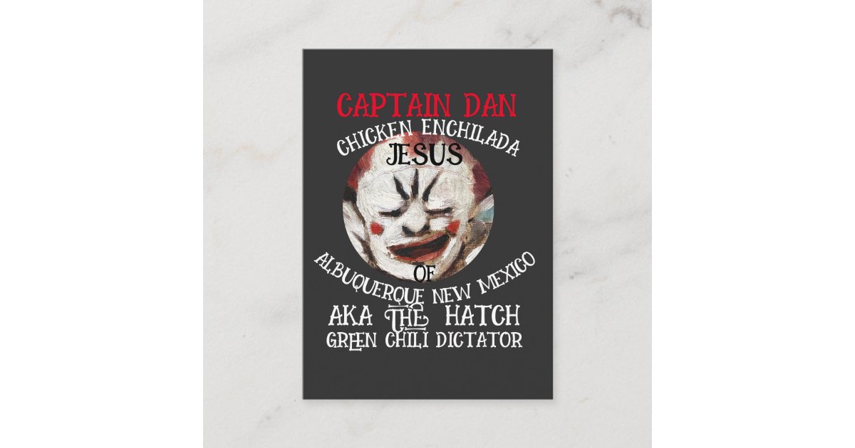 CAPTAIN DAN CHICKEN ENCHILADA JESUS ALBUQUERQUE NM ENCLOSURE CARD | Zazzle