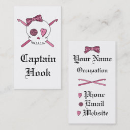 Captain Hook Skull & Crochet Hooks (Pink) Business Card | Zazzle