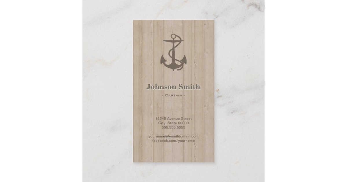Captain - Nautical Anchor Wood Business Card | Zazzle