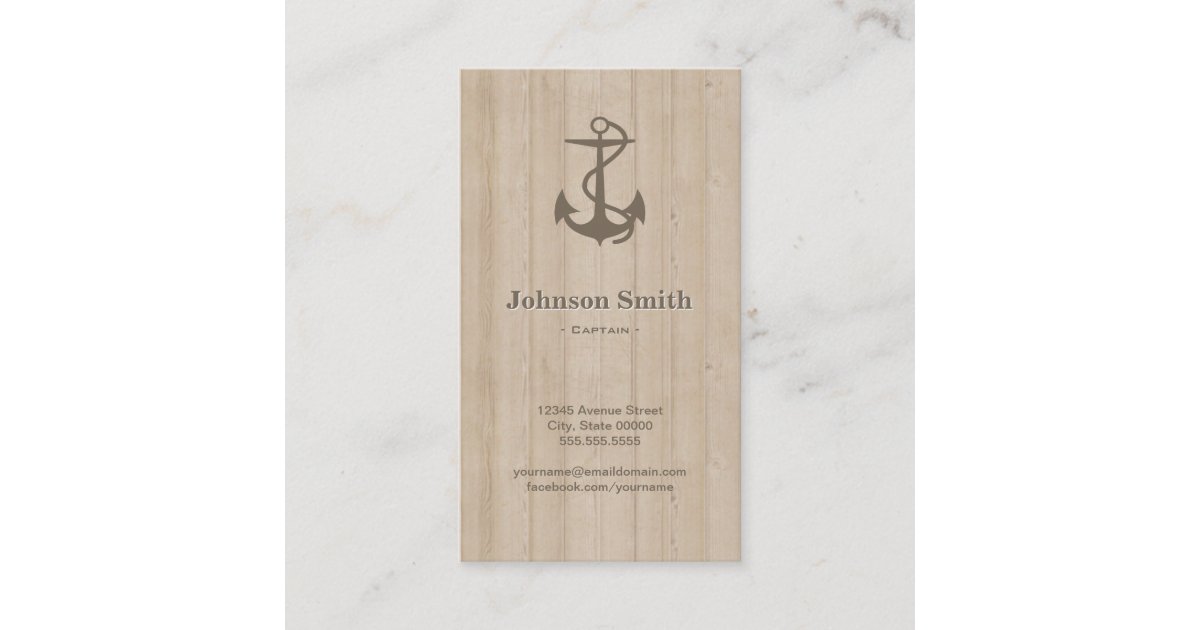 Captain - Nautical Anchor Wood Business Card | Zazzle