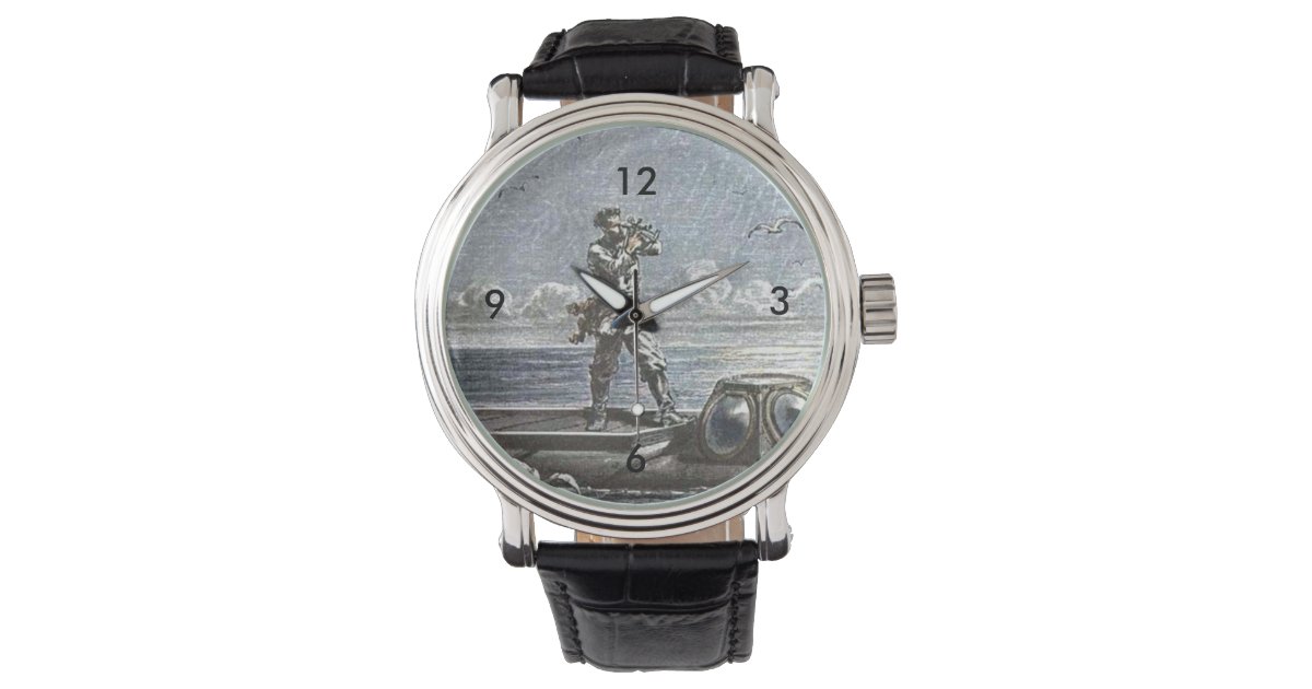 Captain Nemo Verne 20,000 Leagues Sci Fi Art Watch | Zazzle