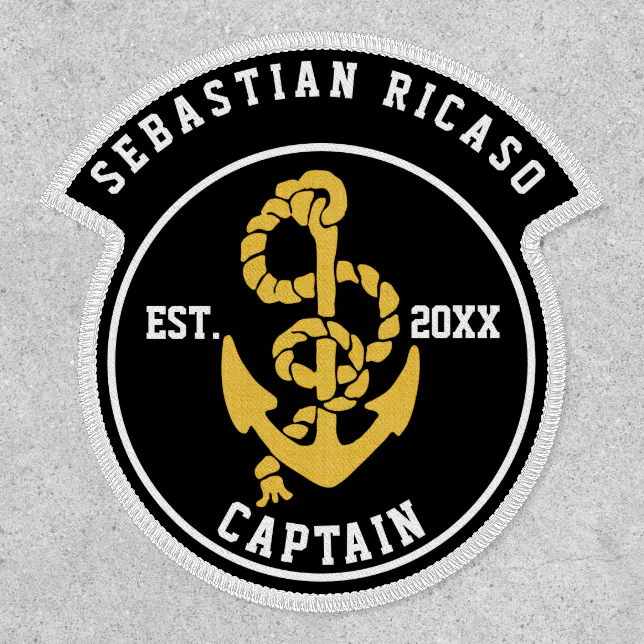 Captain Personalized Sailing Anchor Patch | Zazzle