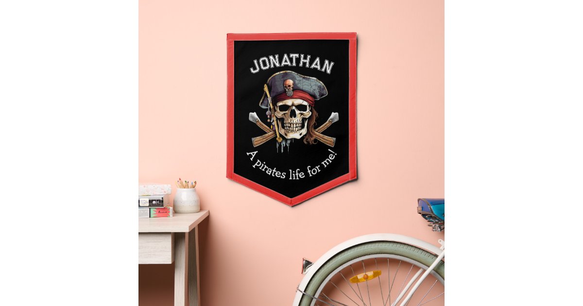 Captain Pirate Skull Personalized Pennant | Zazzle