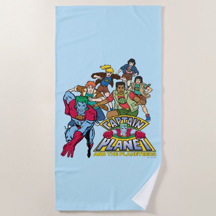 Captain Planet & the Planeteers Group Logo Graphic Beach Towel | Zazzle