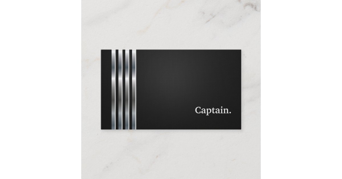 Captain Professional Black Silver Business Card | Zazzle