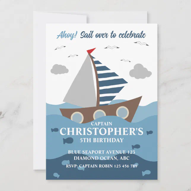 CAPTAIN SAILOR BIRTHDAY INVITATION | Zazzle