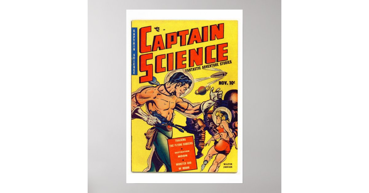 Captain Science Vintage Comic Book Cover Poster | Zazzle