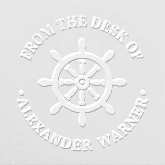 Captain Ship Wheel “from the desk of” Stationery Embosser | Zazzle