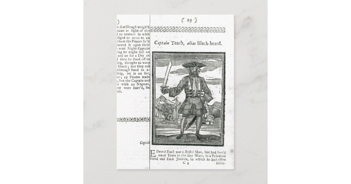 Captain Teach, Alias Black Beard Postcard | Zazzle