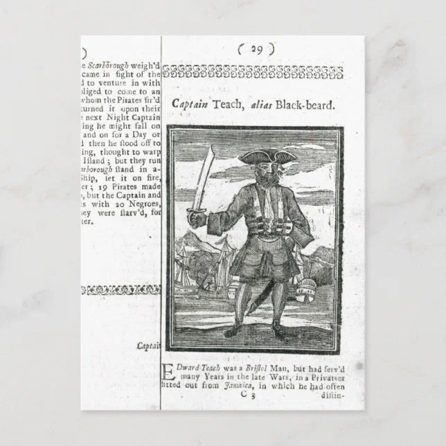 Captain Teach, Alias Black Beard Postcard | Zazzle