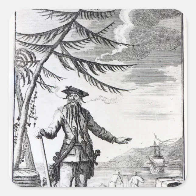 Captain Teach, commonly called Blackbeard Square Sticker | Zazzle