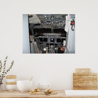 Captain's Cockpit Commercial Jet Aircraft Poster | Zazzle