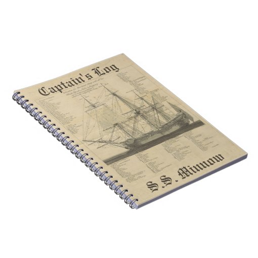Captains Log Ship Illustration Notebook | Zazzle