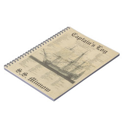 Captains Log Ship Illustration Notebook | Zazzle