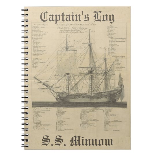 Captains Log Ship Illustration Notebook | Zazzle.com