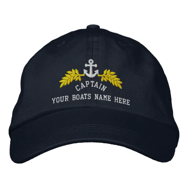 Captains personalized boat anchor embroidered baseball cap | Zazzle