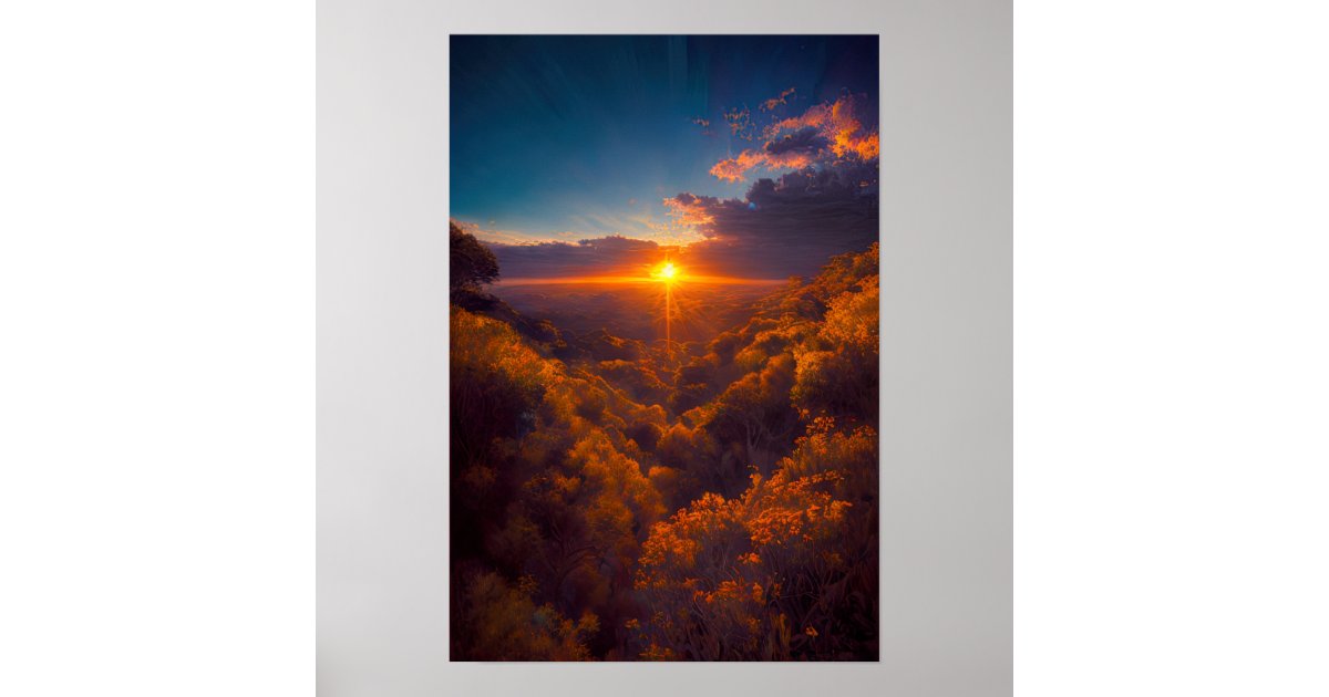 Captivating African Sunset in Golden Splendor Poster | Zazzle