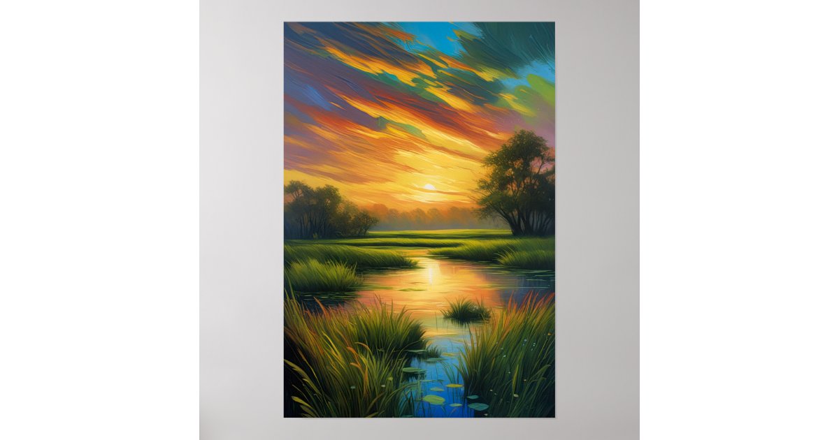 Captivating Green Meadow Poster | Zazzle
