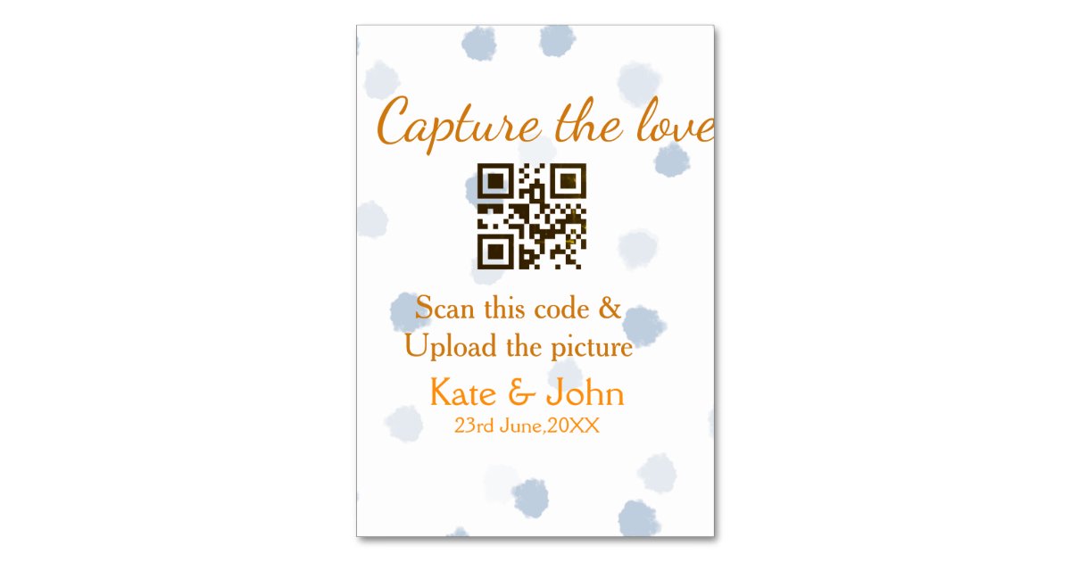 Capture the love add QR scan upload picture blue o Table Number | Zazzle