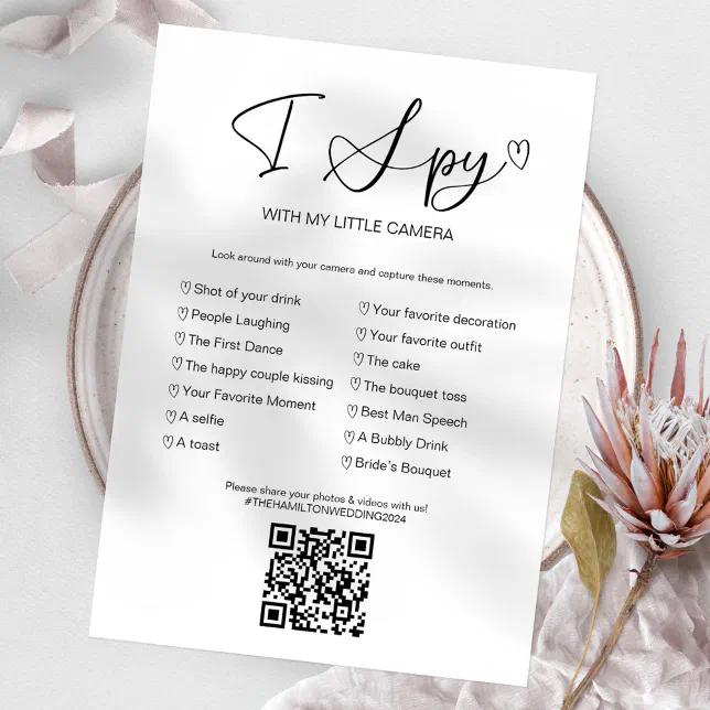 Capture The Love I Spy Wedding Game With QR Invitation | Zazzle