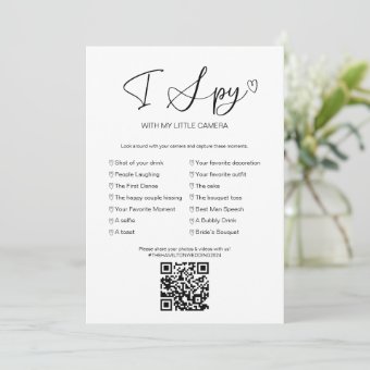 Capture The Love I Spy Wedding Game With QR Invitation | Zazzle
