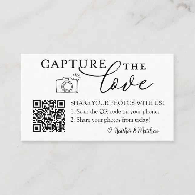 Capture the Love Photo Album QR Code Enclosure Card | Zazzle