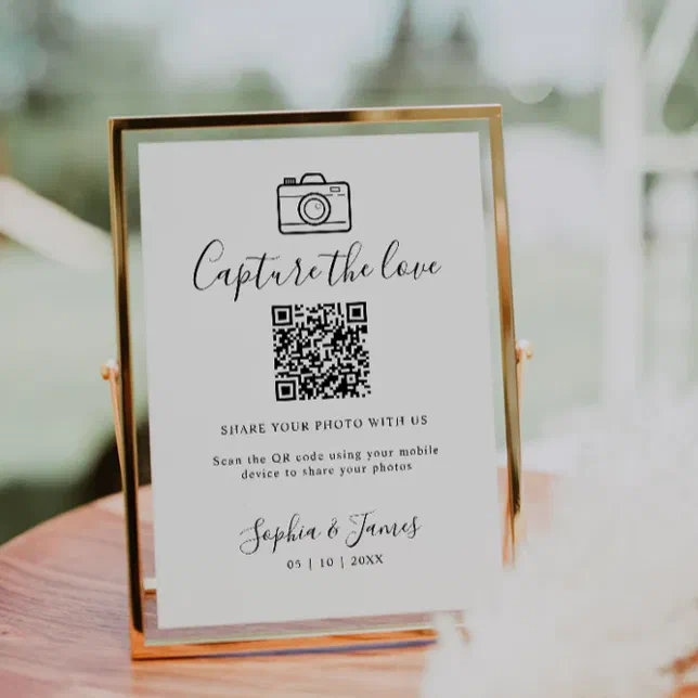 Capture The Love Photo Share QR Code Wedding Sign | Zazzle
