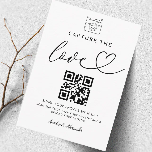 Capture The Love Qr Code Photo Wedding Sign Enclosure Card | Zazzle