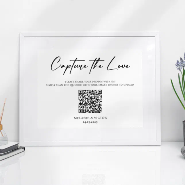 Capture the love QR Code Wedding Sign Poster | Zazzle