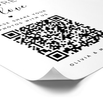 Capture the love sign. Black white QR Code wedding Poster | Zazzle