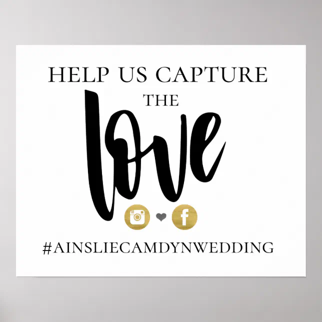 Capture The Love Social Media Wedding Poster | Zazzle