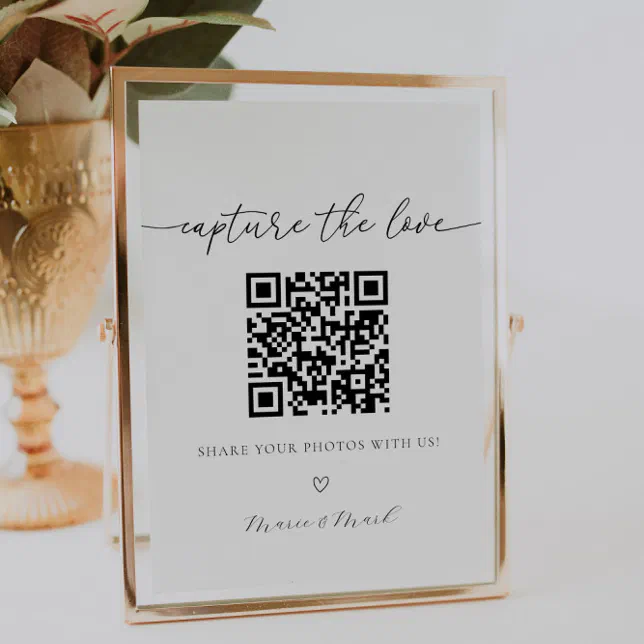 Capture the Love Wedding Photo Album QR Code Poster | Zazzle