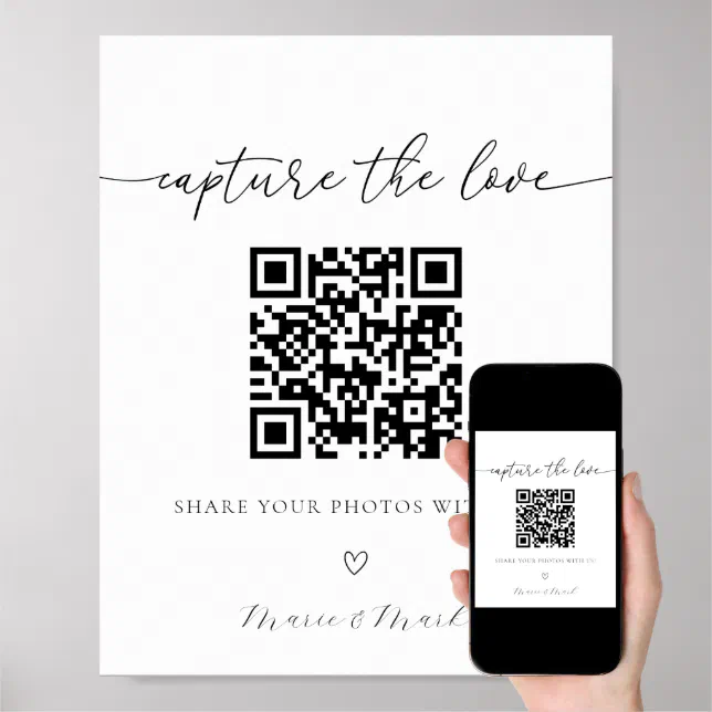 Capture the Love Wedding Photo Album QR Code Poster | Zazzle
