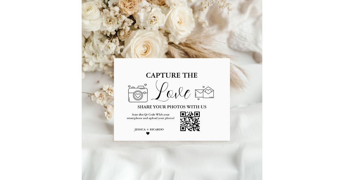 Capture the Love Wedding QR Code Card, Photo Card | Zazzle