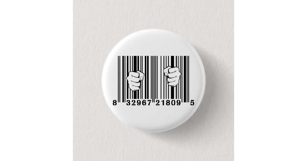 Captured By Consumerism UPC Barcode Prison Button | Zazzle