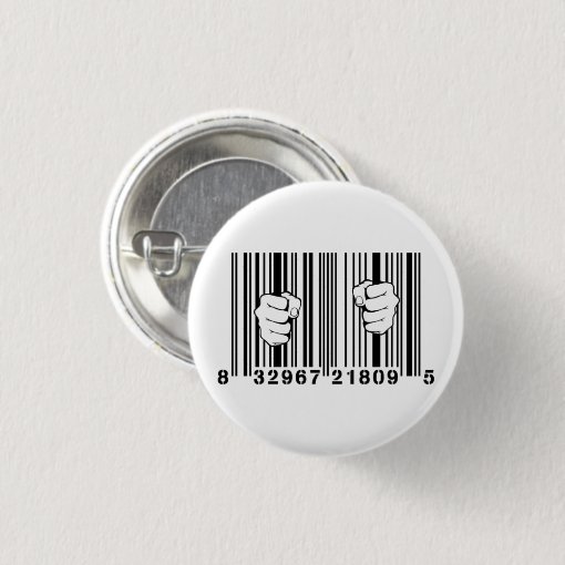 Captured By Consumerism UPC Barcode Prison Button | Zazzle