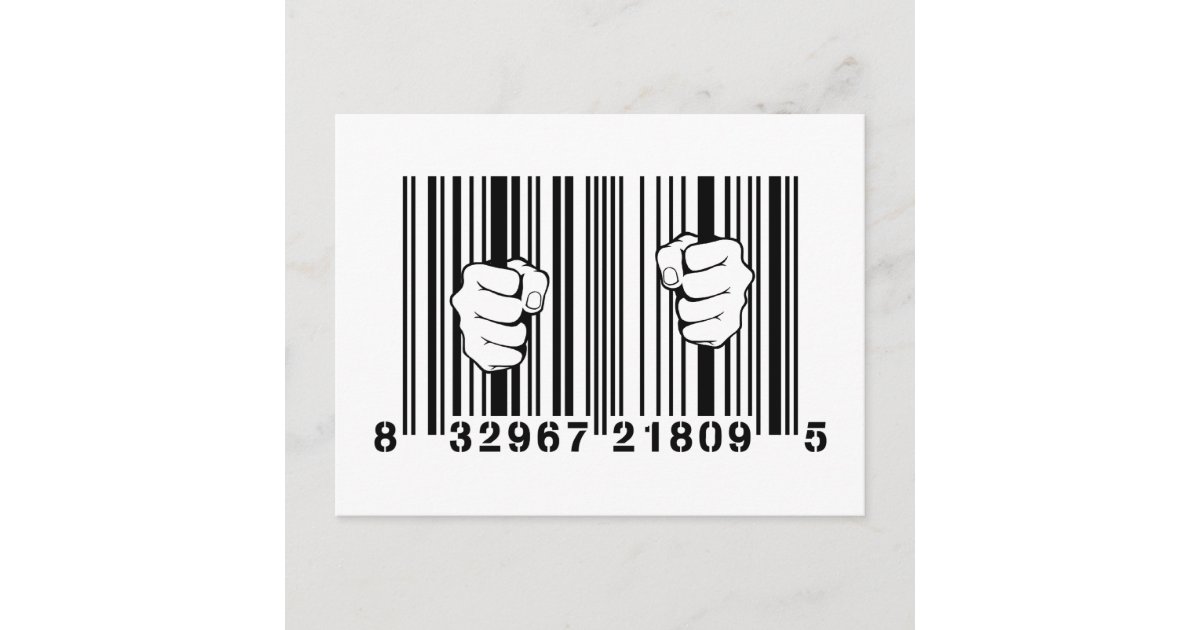 Captured By Consumerism UPC Barcode Prison Postcard | Zazzle