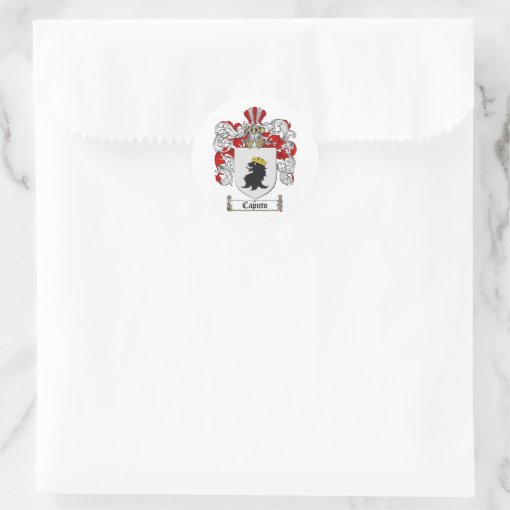 CAPUTO FAMILY CREST - CAPUTO COAT OF ARMS CLASSIC ROUND STICKER | Zazzle