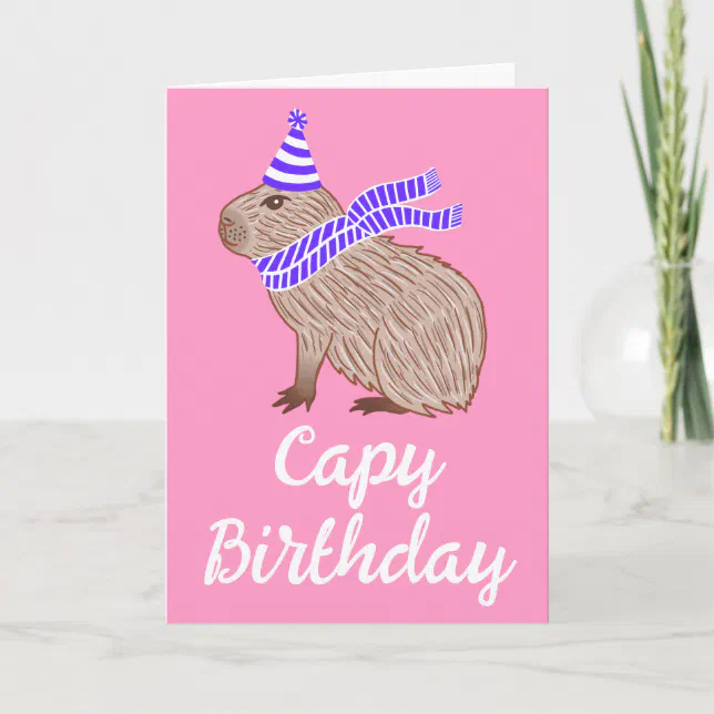 Capy Birthday Funny Capybara Lover Pink Greeting Card | Zazzle