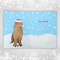 Capy Christmas Funny Cute Capybara Pun Snow Holiday Card | Zazzle