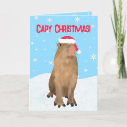 Capy Christmas Funny Cute Capybara Pun Snow Holiday Card | Zazzle