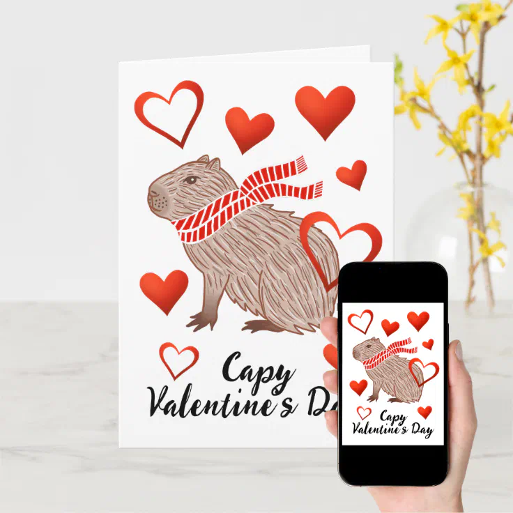 Capy Valentine’s Day Funny Capybara Lover Greeting Card | Zazzle