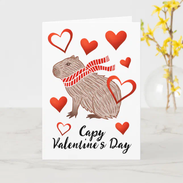Capy Valentine’s Day Funny Capybara Lover Greeting Card | Zazzle